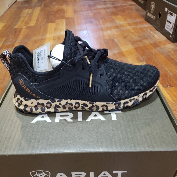 Ariat | Shoes | Womens Ariat Fuse Black Mesh And Leopard Print Tennis ...